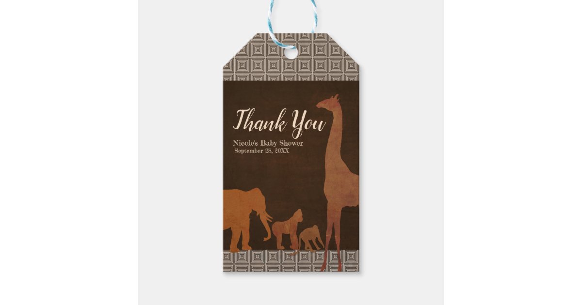Vintage Brown African Safari Jungle Zoo Favor Gift Tags | Zazzle