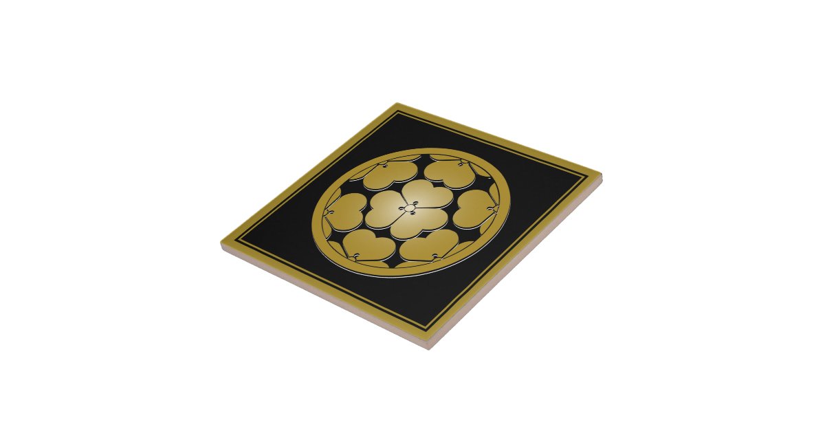 Vintage Brown Beige Chosokabe Japan Mon Oriental Ceramic Tile | Zazzle
