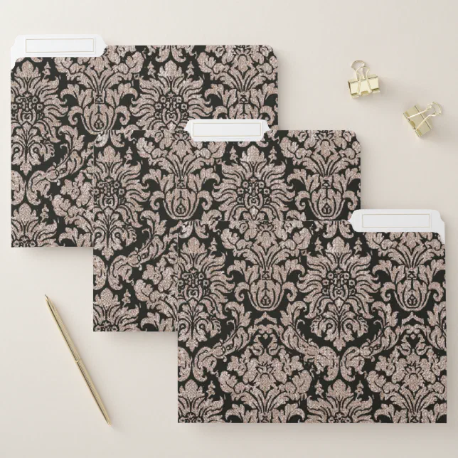 Vintage brown Damask pattern, chic,elegant,vintage File Folder | Zazzle