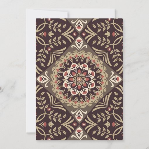 Vintage Brown Motif Indian Wedding Invitation | Zazzle