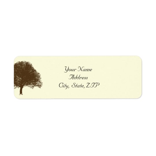 Vintage Brown Oak Tree on Cream Return Address Label | Zazzle.com