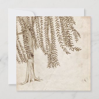 Vintage Brown Willow Tree Wedding Invitation | Zazzle