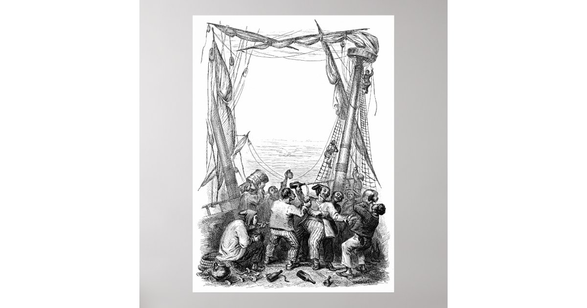 Vintage Buccaneers and a Shipwrecked Pirate Ship Poster | Zazzle