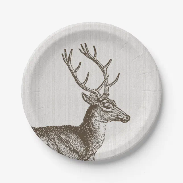 Vintage Buck Deer Paper Plates | Zazzle