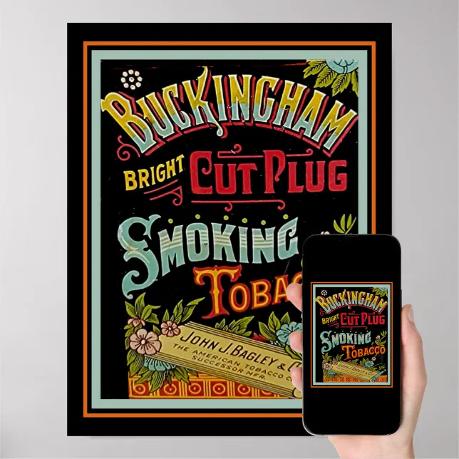 Vintage Buckingham Plug Tobacco Advertiesment Poster | Zazzle