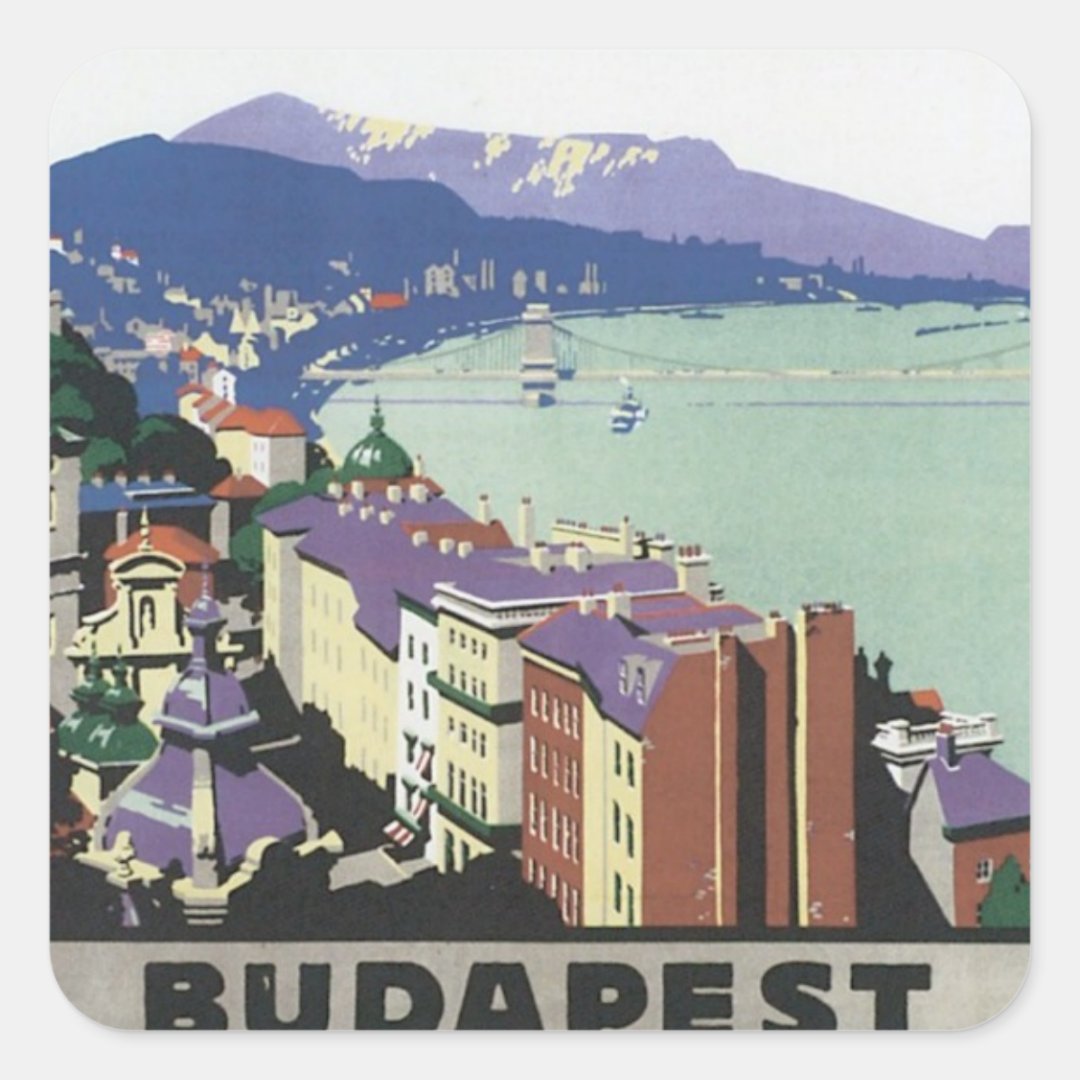 Vintage Budapest Hungary Square Sticker | Zazzle