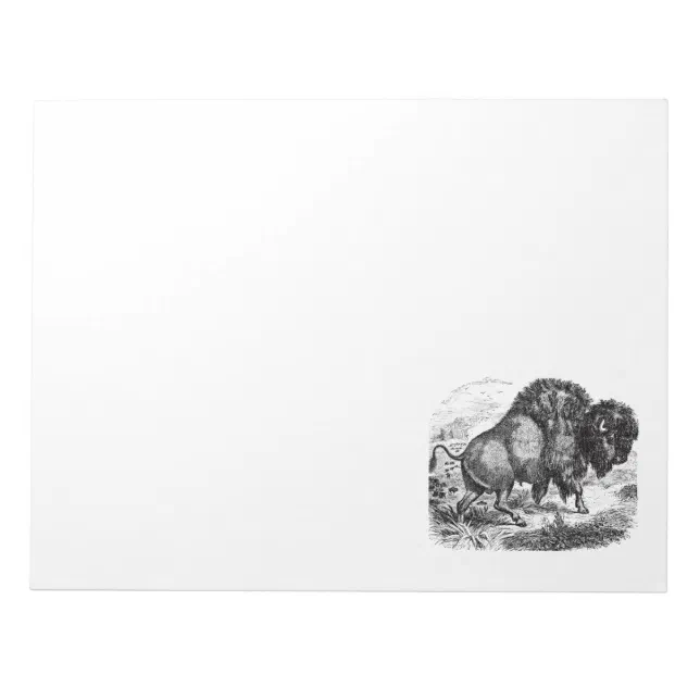 Vintage Buffalo Retro Bison Animal Illustration Notepad | Zazzle