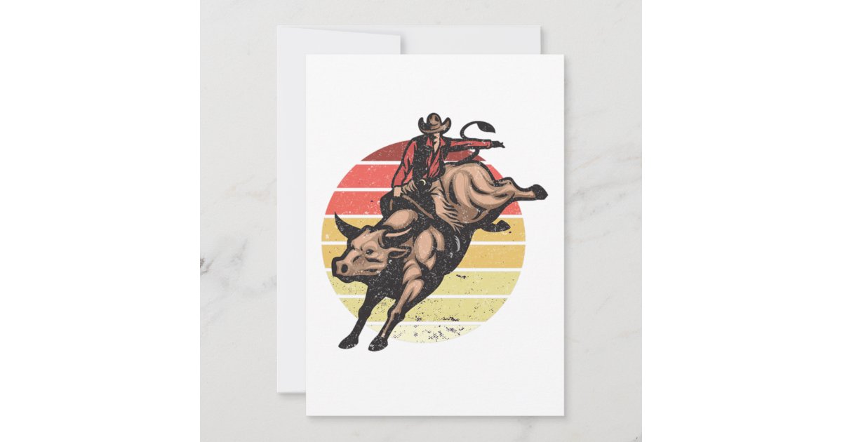 Vintage Bull Riding Cowboy Country Rodeo Gift Invitation | Zazzle