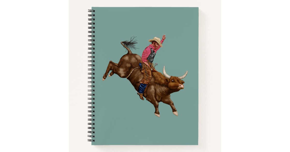 Vintage bull riding cowboy notebook | Zazzle