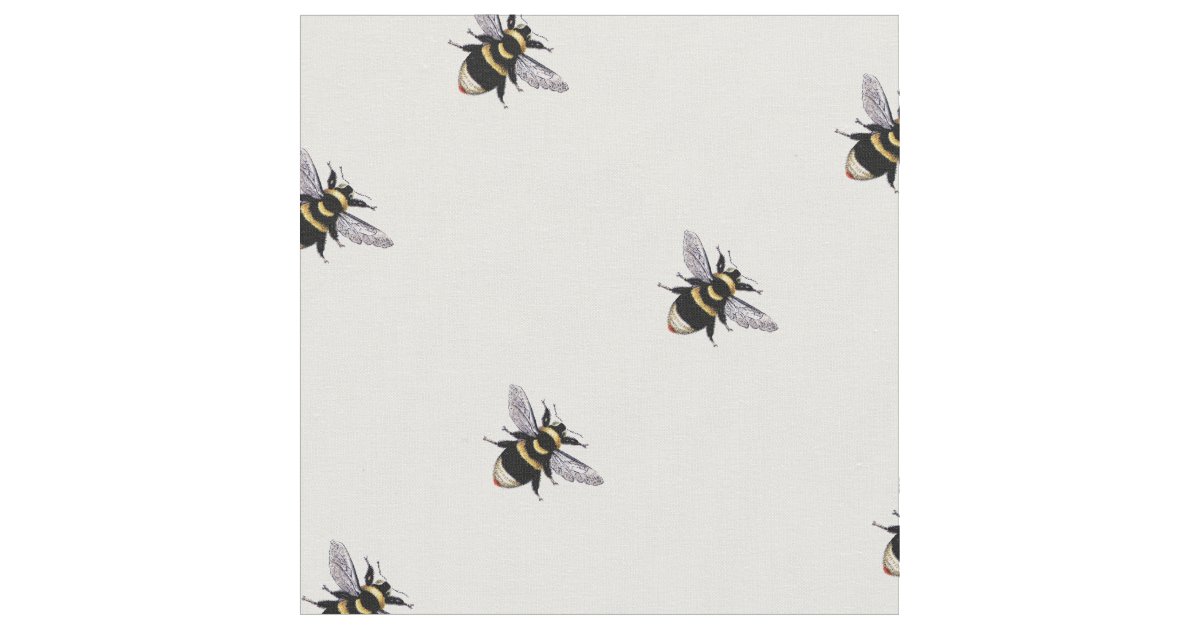 Vintage Bumble Bee Fabric | Zazzle