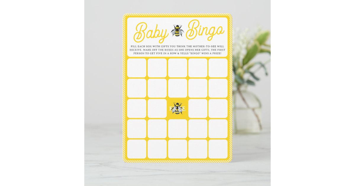 Vintage Bumblebee Baby BINGO Baby Shower Game Card | Zazzle