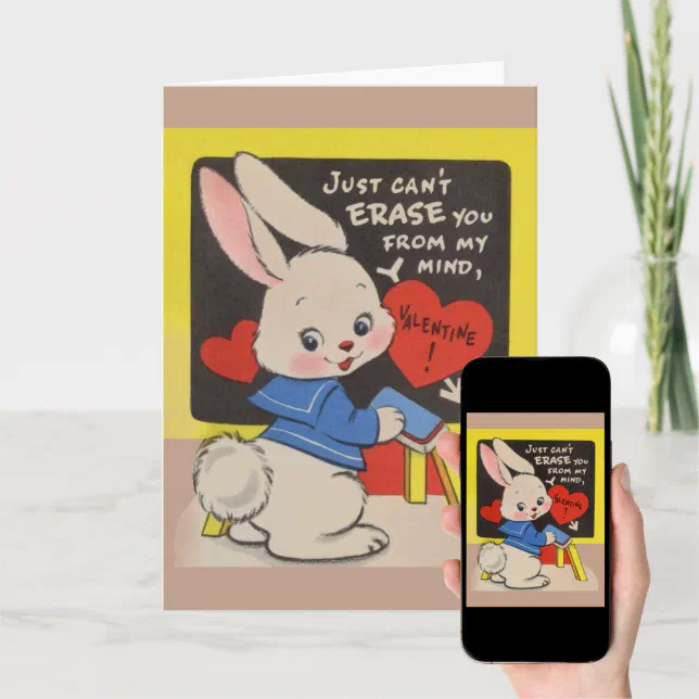 Vintage Bunny Valentine's Day Card | Zazzle