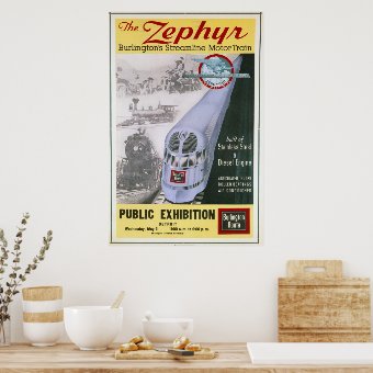 Vintage Burlington Zephyr Locomotive Poster | Zazzle