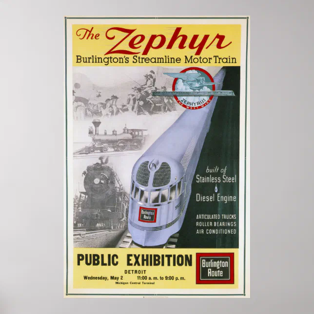 Vintage Burlington Zephyr Locomotive Poster | Zazzle