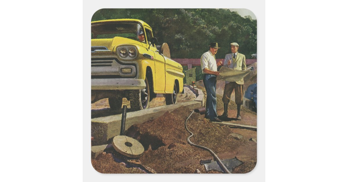 Vintage Business Architect Construction Contractor Square Sticker | Zazzle