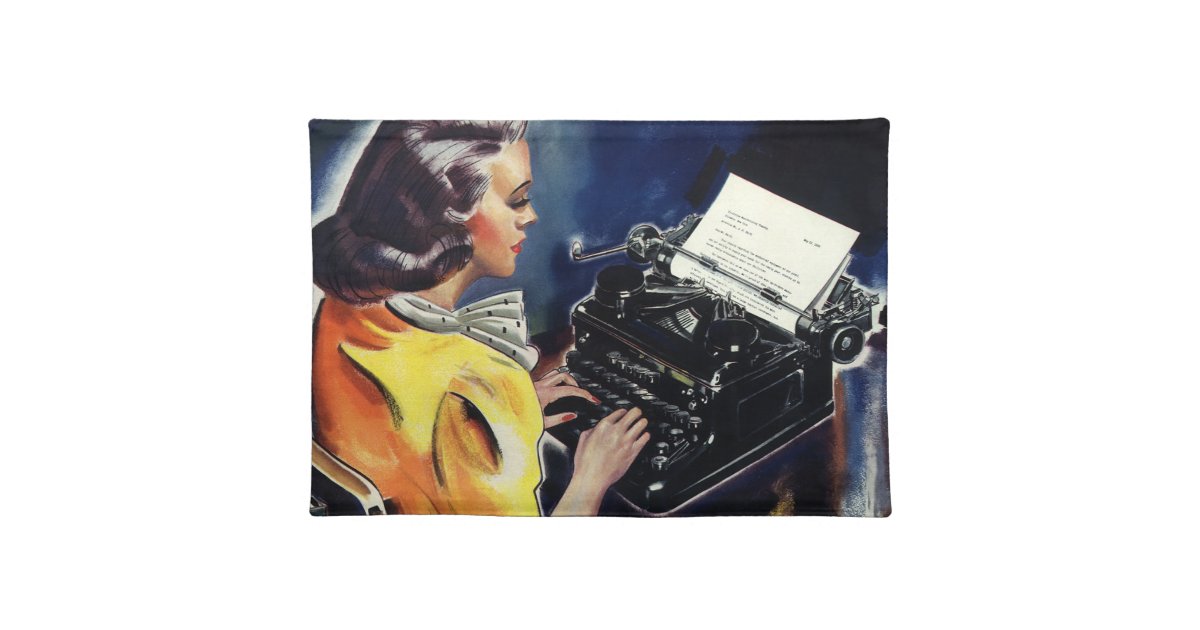 Vintage Business Executive Secretary Typing Letter Cloth Placemat | Zazzle