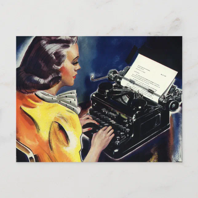 Vintage Business Executive Secretary Typing Letter Postcard | Zazzle