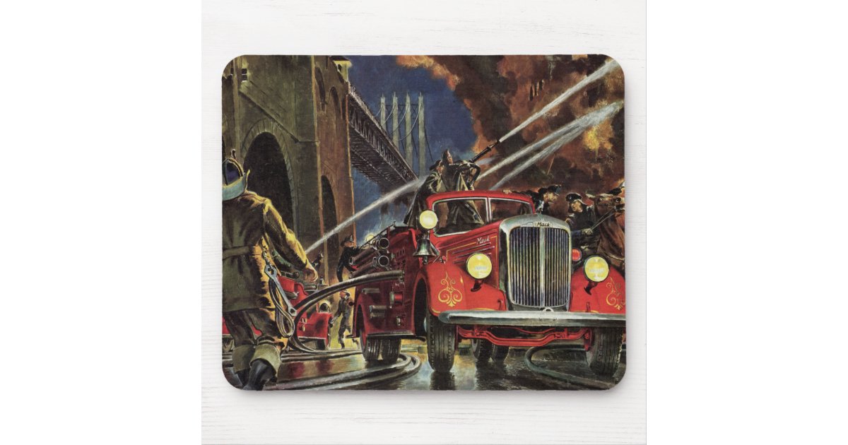 Vintage Business, Firemen Firefighters Fire Trucks Mouse Pad | Zazzle