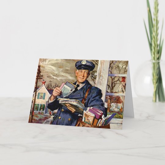 Vintage Business, Mailman Delivering Mail Letters Card | Zazzle.com