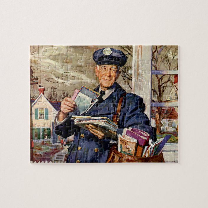 Vintage Business, Mailman Delivering Mail Letters Jigsaw Puzzle ...