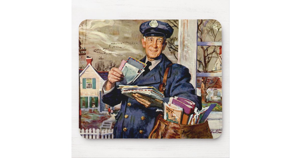 Vintage Business, Mailman Delivering Mail Letters Mouse Pad | Zazzle