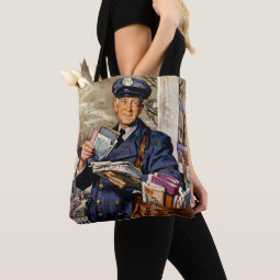 Vintage Business, Mailman Delivering Mail Letters Tote Bag | Zazzle