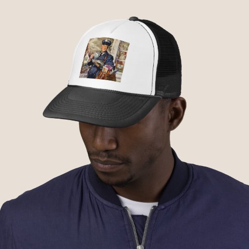 Vintage Business, Mailman Delivering Mail Letters Trucker Hat | Zazzle