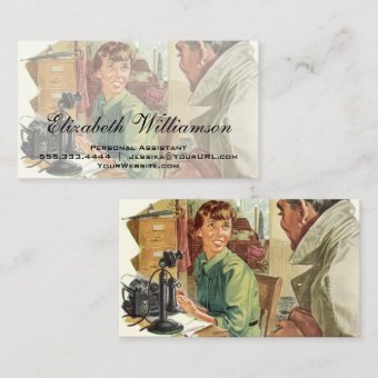 Vintage Business Office, CEO Boss and Secretary Business Card | Zazzle