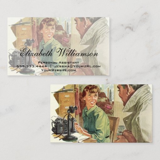 Vintage Business Office, CEO Boss and Secretary Business Card | Zazzle