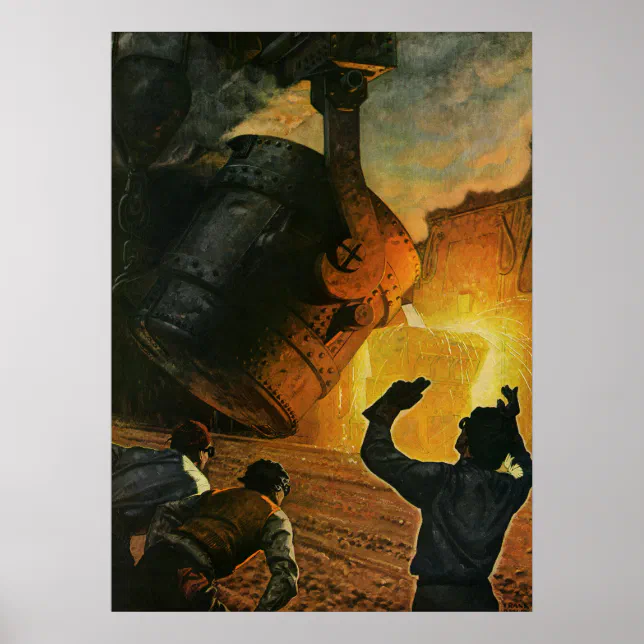 Vintage Business, Steel Manufacturing Industry Poster | Zazzle