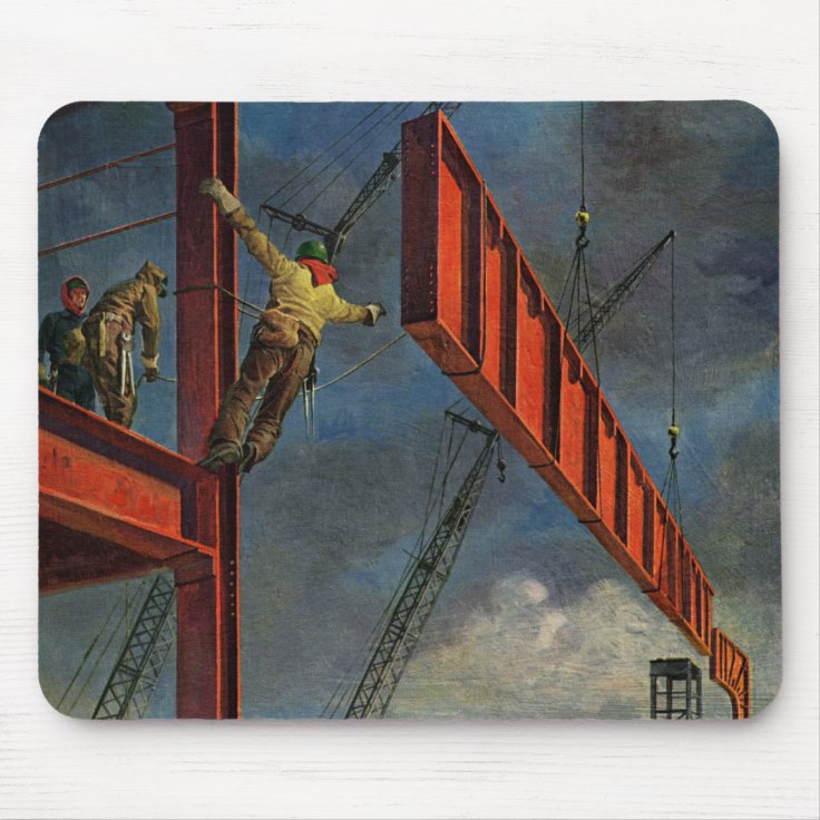 Vintage Business, Workers on Steel Construction Mouse Pad | Zazzle