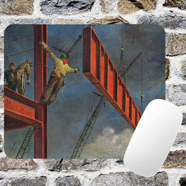 Vintage Business, Workers on Steel Construction Mouse Pad | Zazzle