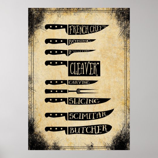 vintage butcher shop poster knives | Zazzle.com