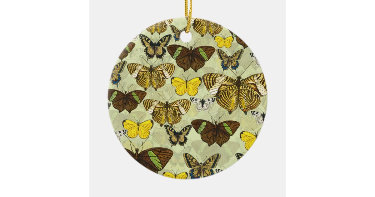 Vintage Butterfly Moth Chart Pattern Ceramic Ornament | Zazzle