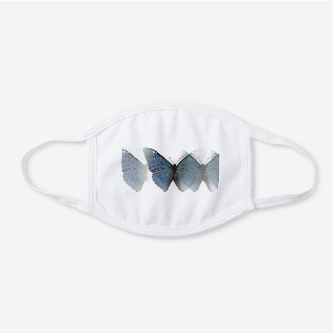 Vintage Butterfly Papillon Illustration Artwork White Cotton Face Mask ...