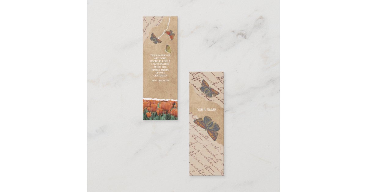 Vintage Butterfly style mini Bookmark Calling Card | Zazzle