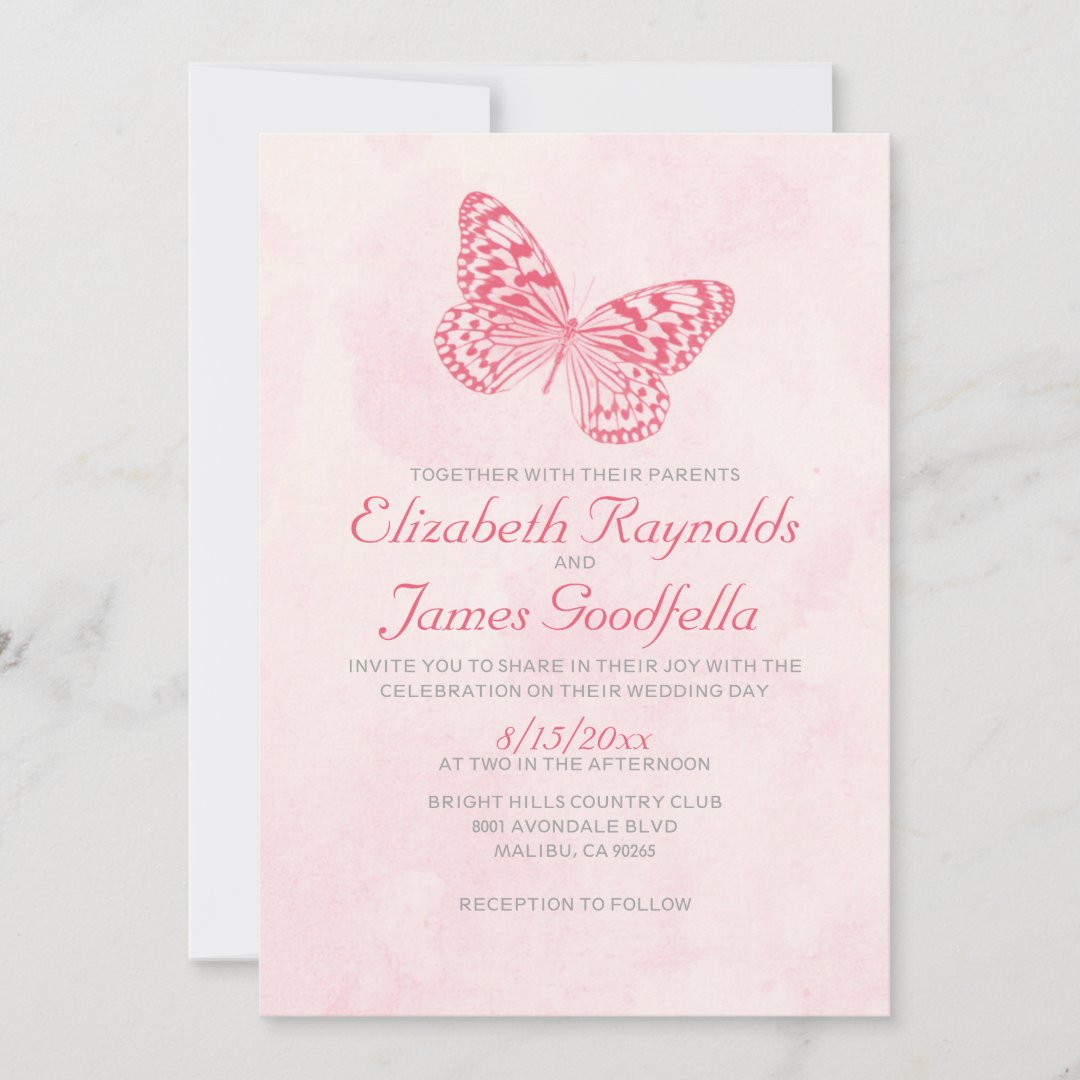 Vintage Butterfly Wedding Invitations | Zazzle