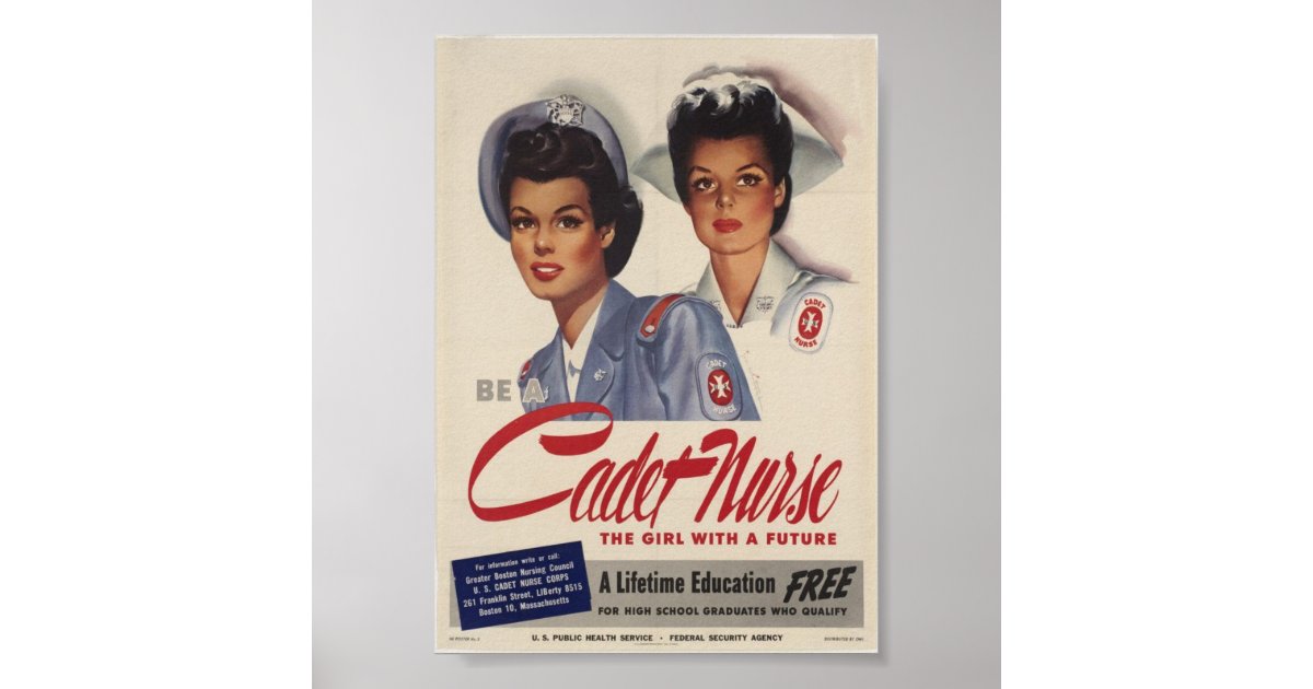 Vintage Cadet Nurse Recruiting Advertisement, Poster | Zazzle