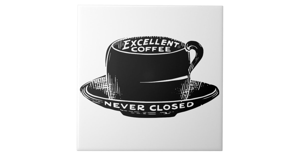 Vintage cafe coffee sign ceramic tile | Zazzle