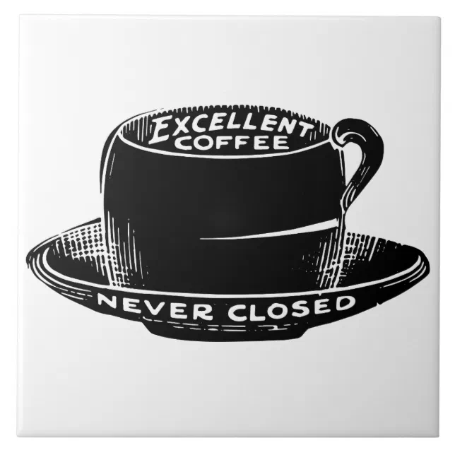 Vintage cafe coffee sign ceramic tile | Zazzle