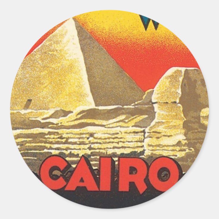 Vintage Cairo Egypt Travel Classic Round Sticker | Zazzle