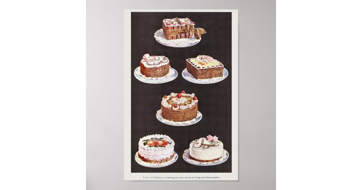 VINTAGE CAKES POSTER DESIGN | Zazzle
