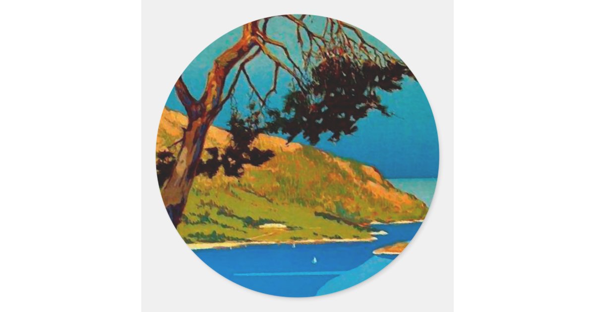 Vintage California Coast Travel Classic Round Sticker | Zazzle