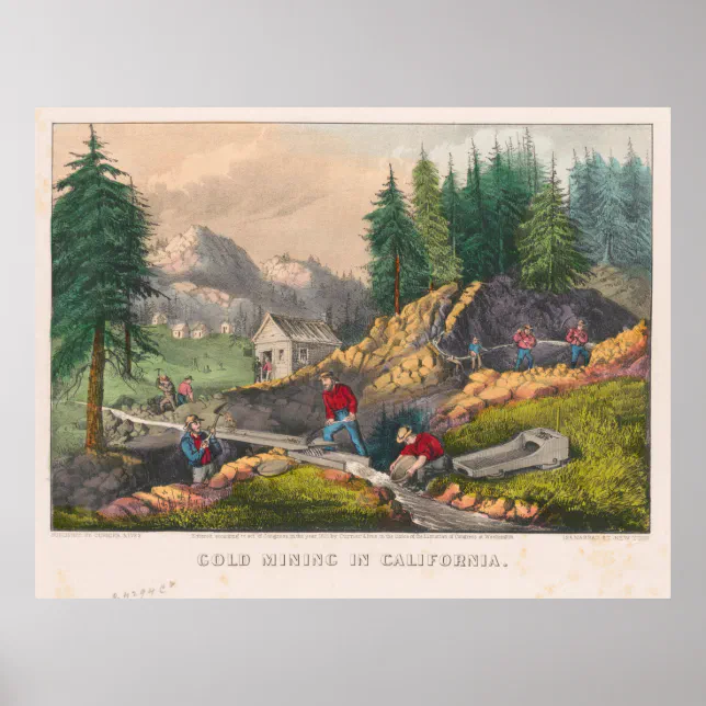 Vintage California Gold Rush Illustration (1871) Poster | Zazzle