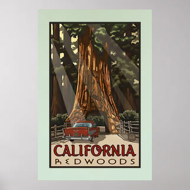 Vintage California Redwoods Travel Poster | Zazzle