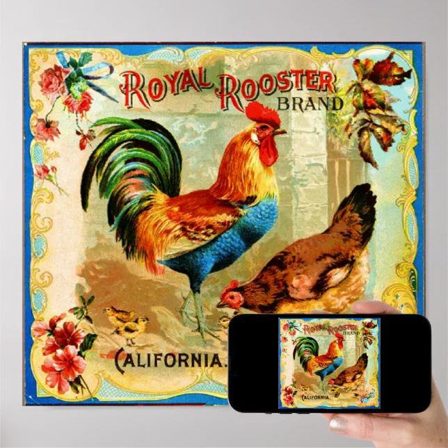 Vintage California Royal Rooster Poster | Zazzle