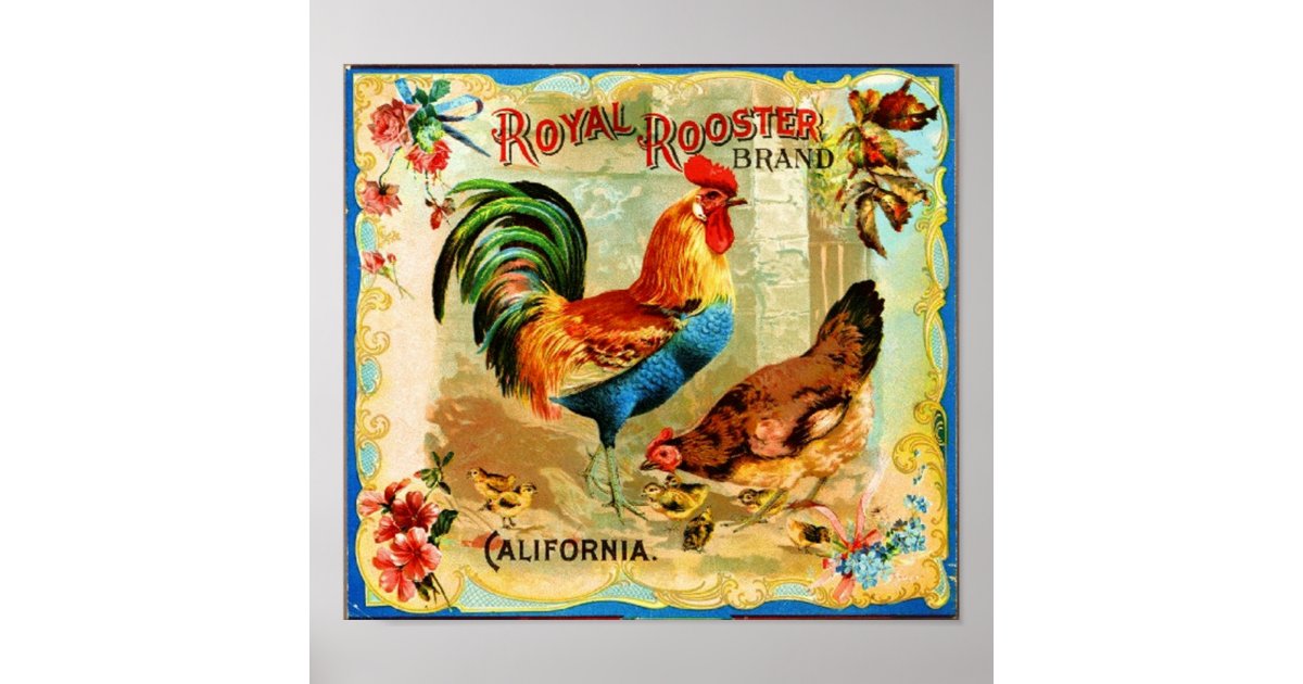 Vintage California Royal Rooster Poster | Zazzle