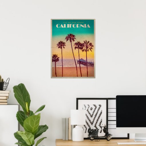 Vintage California Sunset Beach Poster | Zazzle