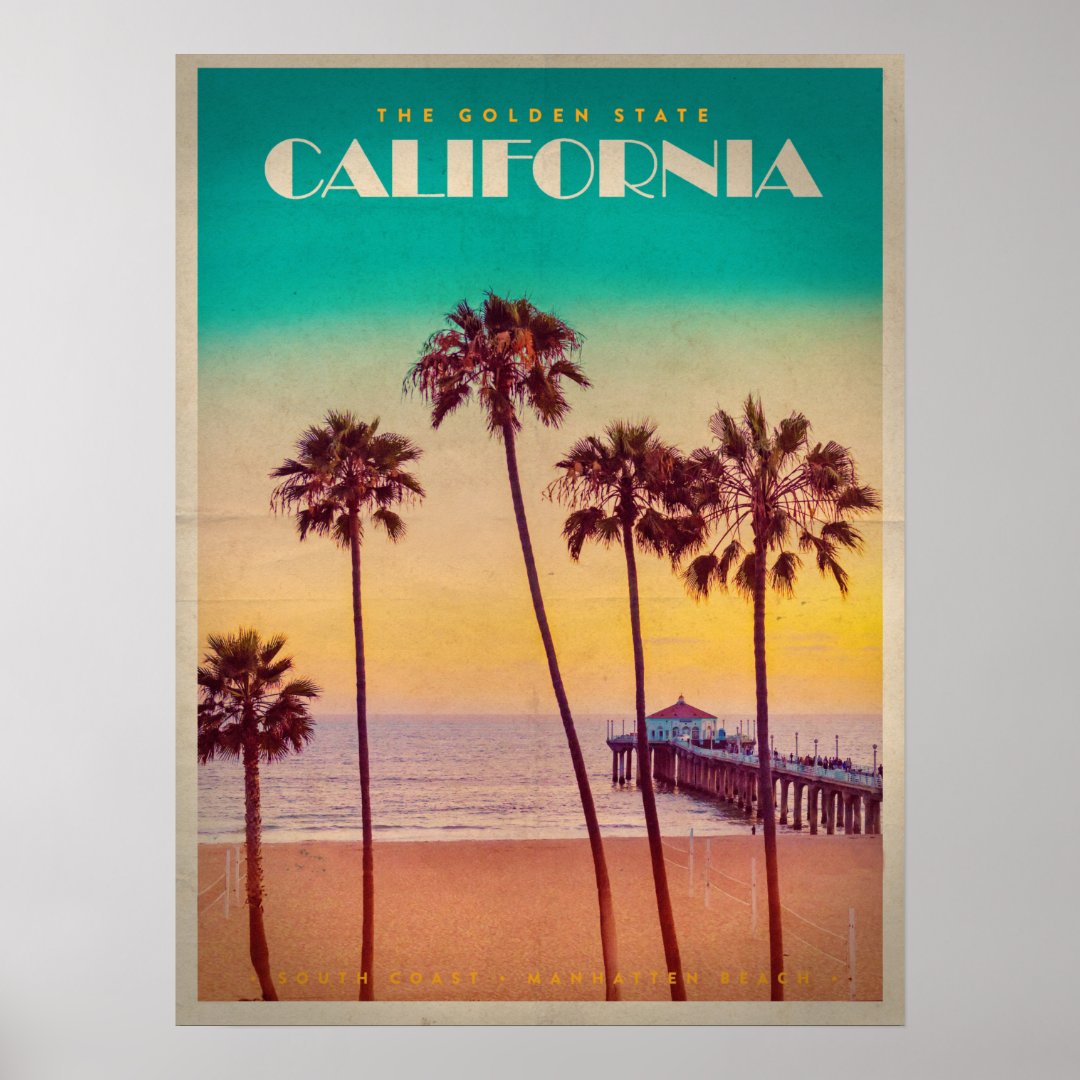 Vintage California Sunset Beach Poster | Zazzle