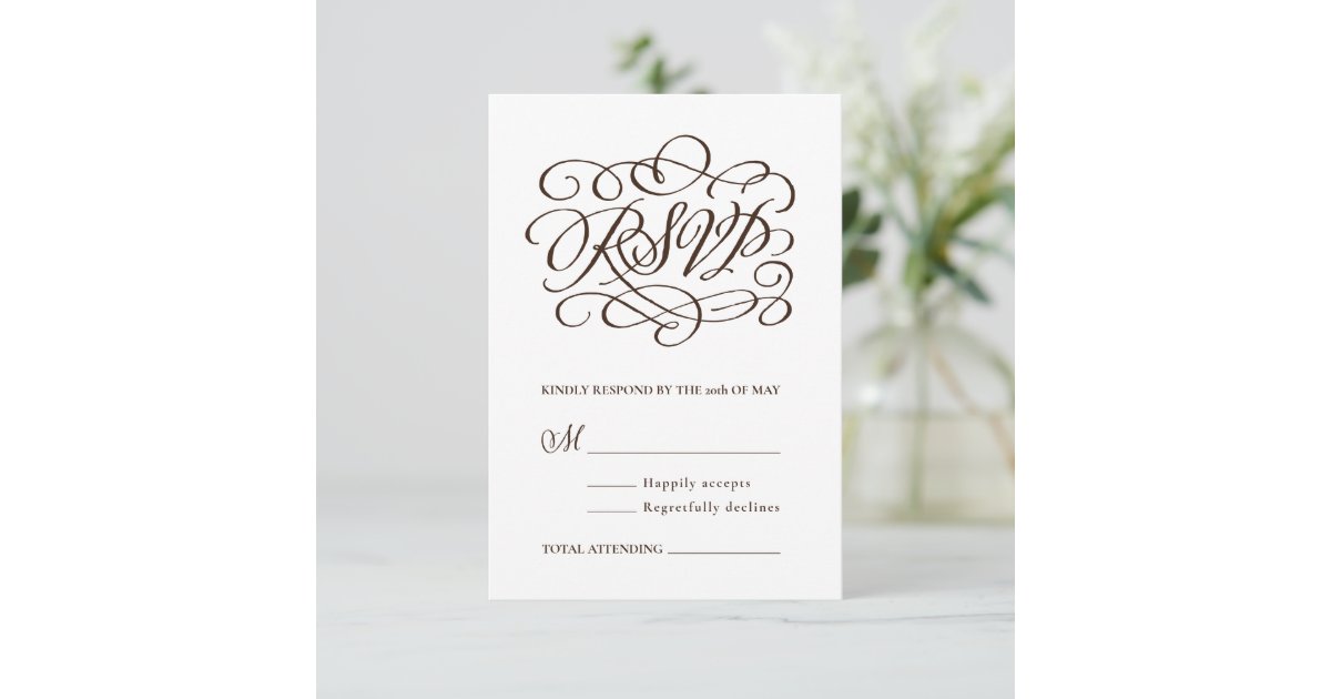 Vintage Calligraphy Response/RSVP Insert Thank You Card | Zazzle